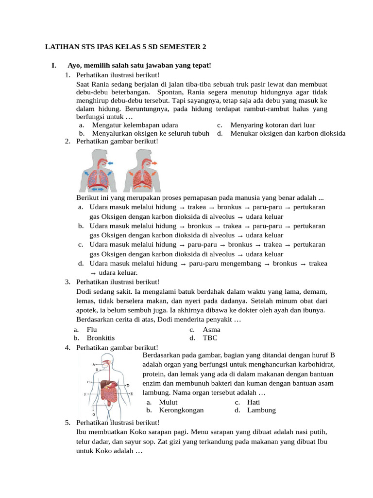 Latihan STS Ipas Kelas 5 SD Semester 2 | PDF