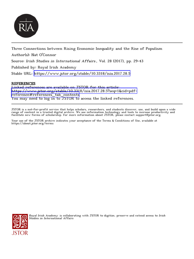 OConnor ThreeConnectionsRising 2017 | PDF | Populism | Economic Inequality