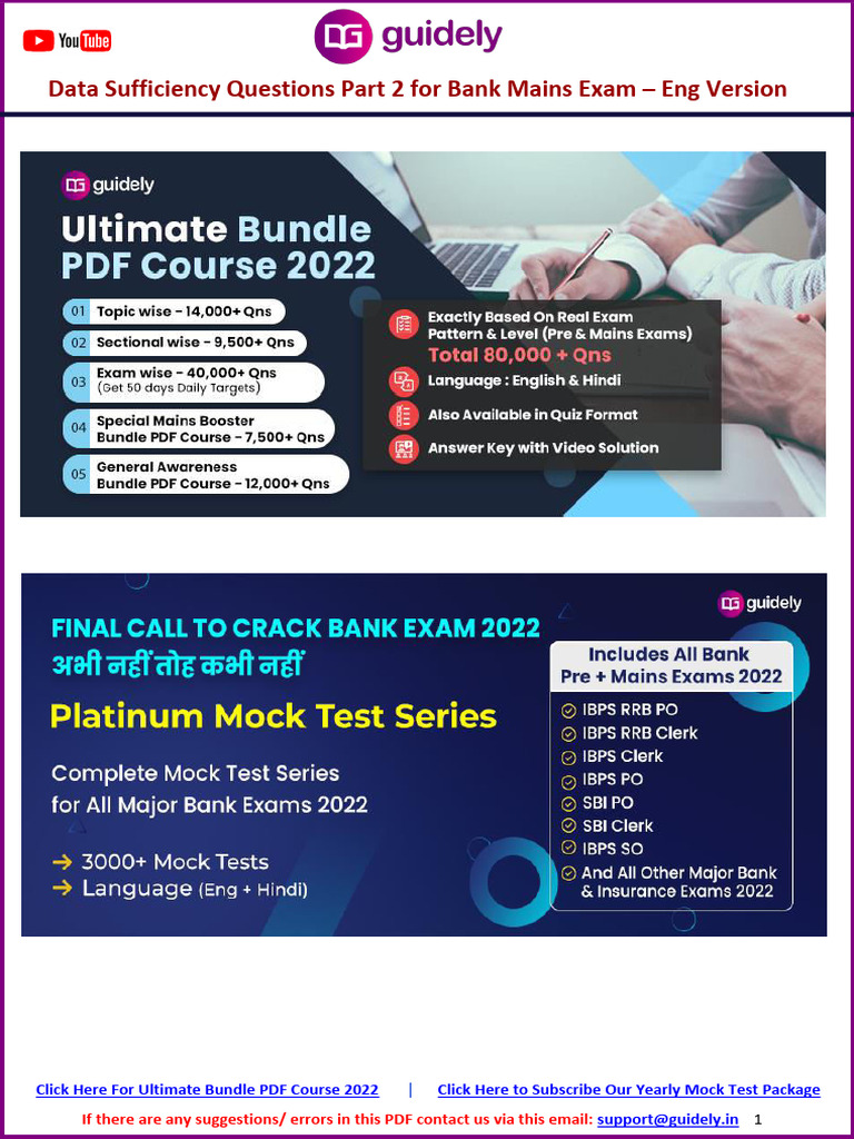 Important Data Sufficiency Questions PDF Set 2 | PDF | Prices | Length