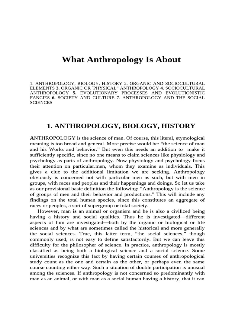 1 What Anthropology Is About | PDF | Anthropology | Social Sciences