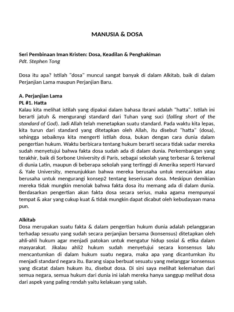 Definisi Dosa dalam Alkitab | PDF