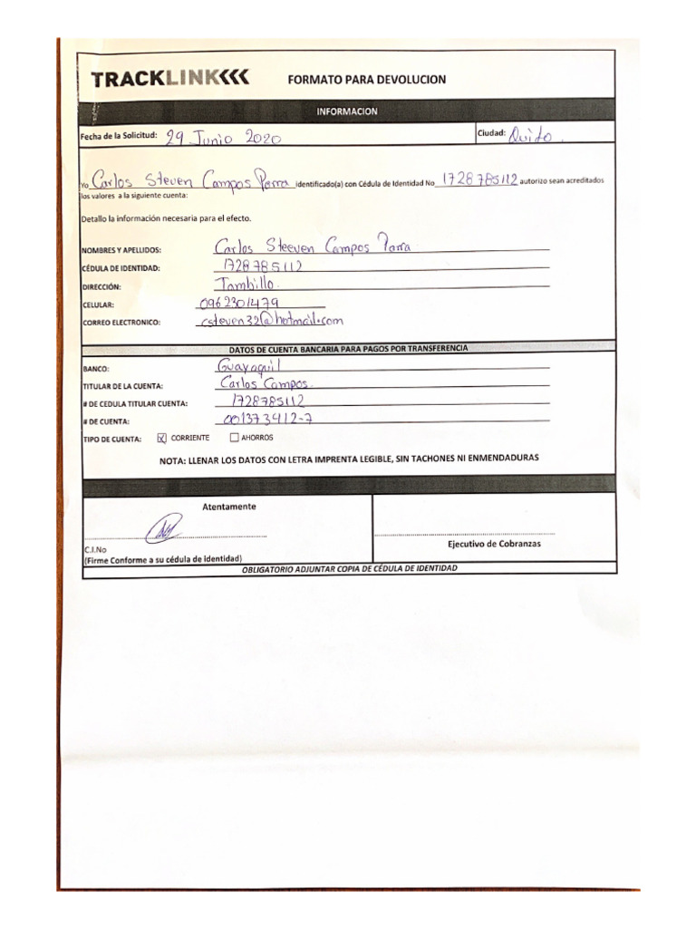 Formato para Devolucion | PDF