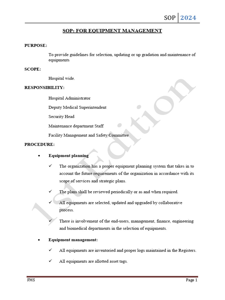 8.1 Fms Sops Ayu 1st Edition | PDF | Firefighting | Calibration