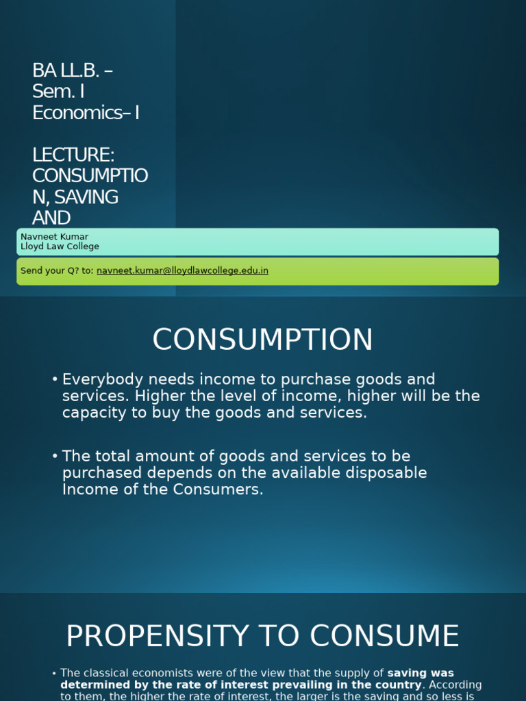 7. Savings, Consumption and Investment | PDF | Consumption (Economics ...