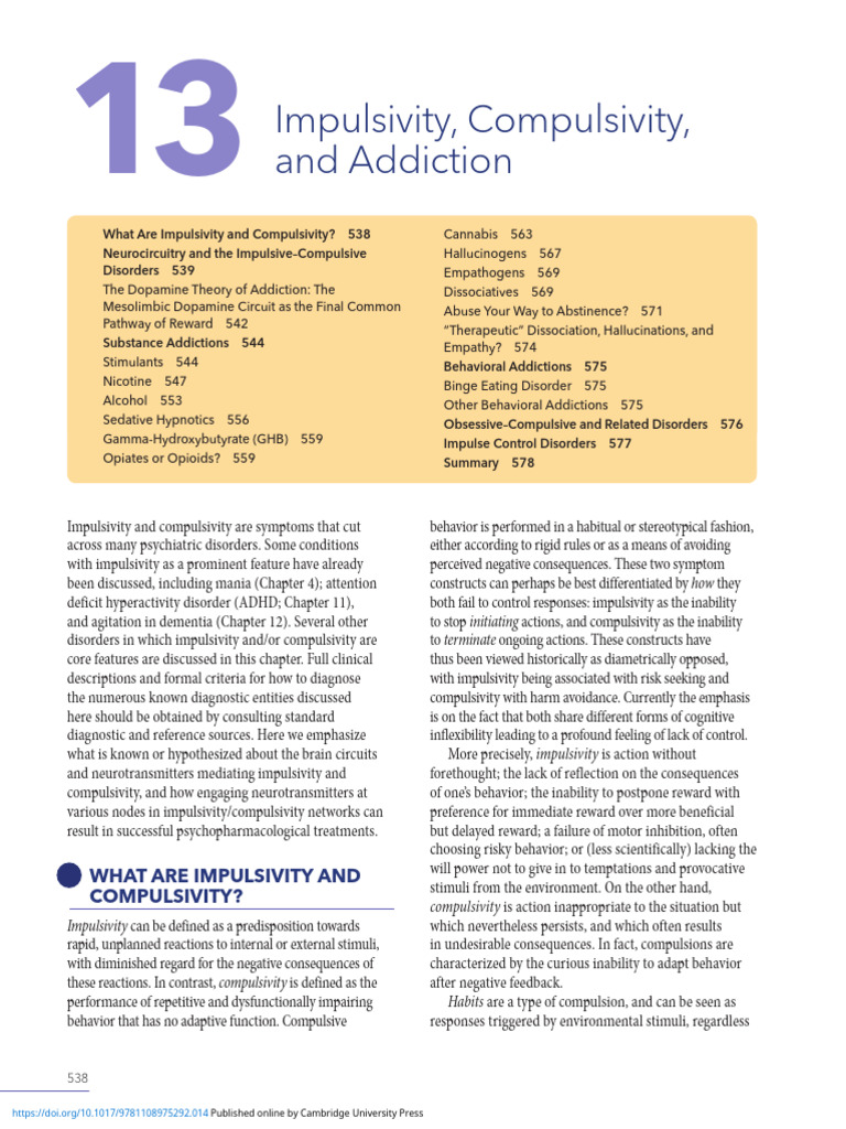 Ch. 13 - Impulsivity, Compulsivity, And Addiction | PDF | Reward System ...