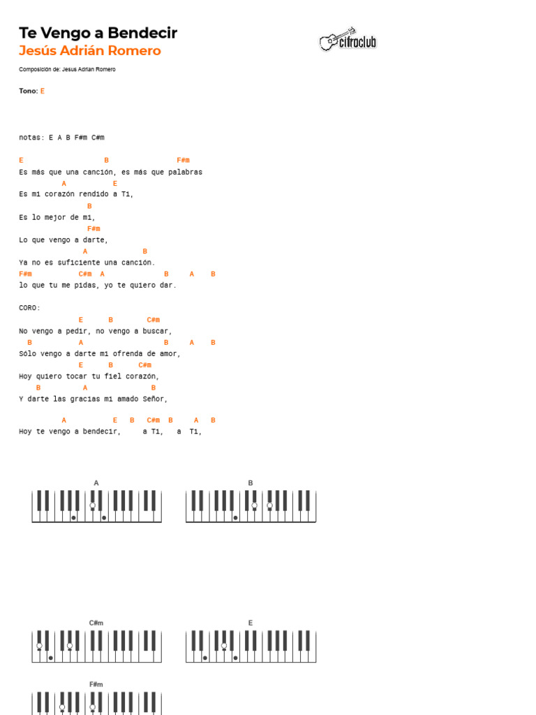 Jesús Adrián Romero - Te Vengo A Bendecir | PDF