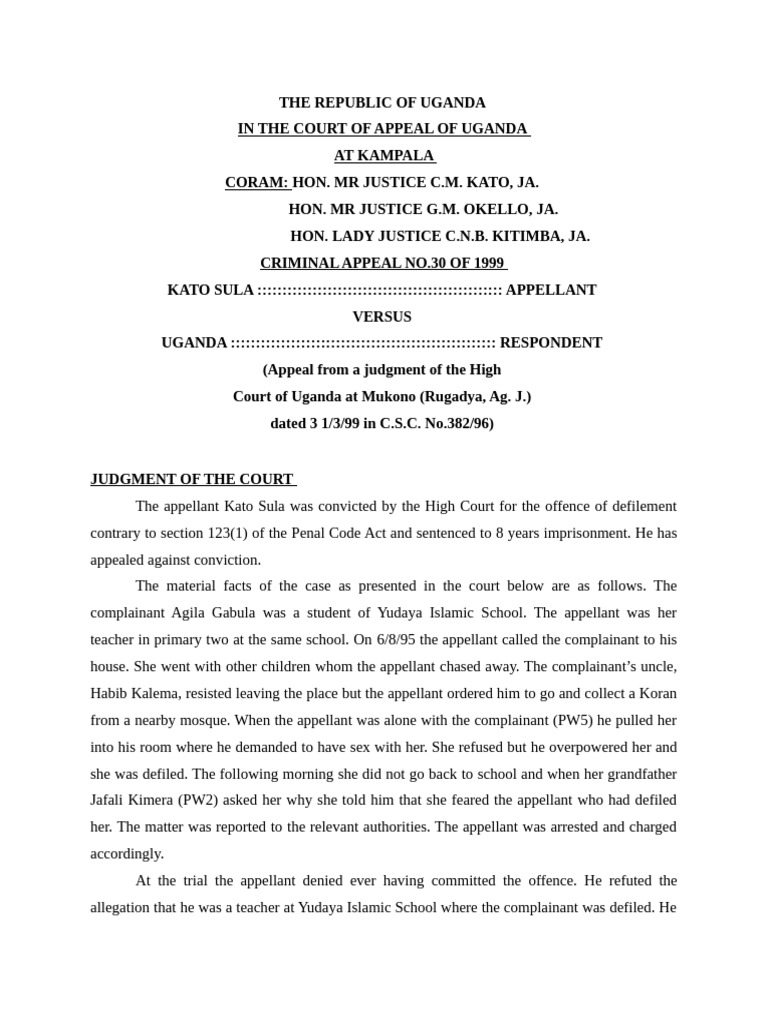 Kato Sula V Uganda 2000 Ugca 24 22 May 200 | PDF | Appeal | Trials