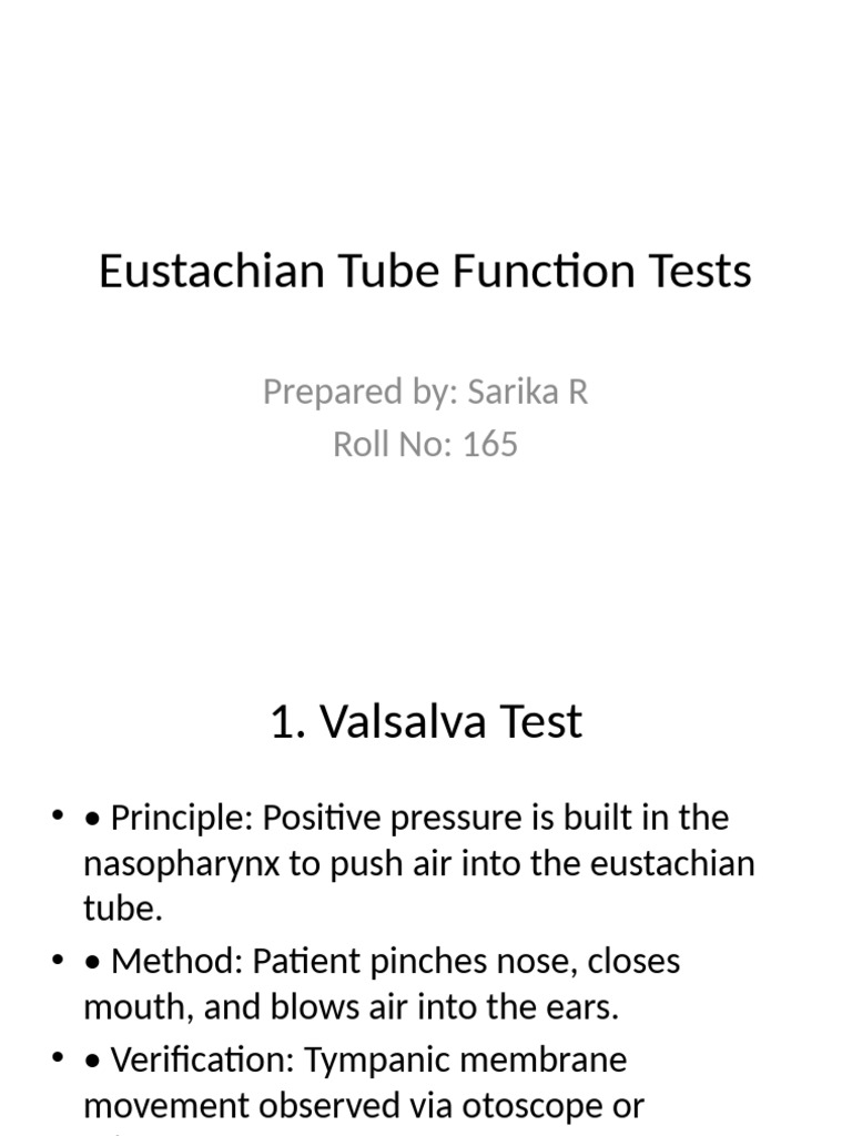 Eustachian Tube Function Tests Detailed | PDF