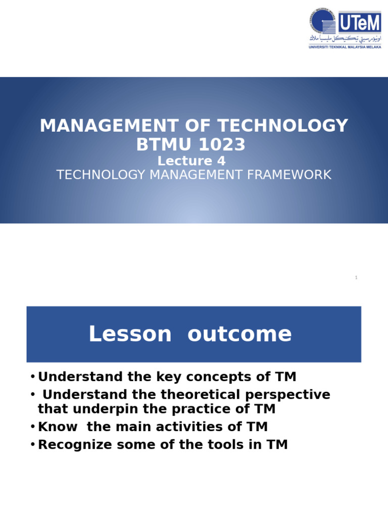 Technology Management Framework | PDF | System | Innovation