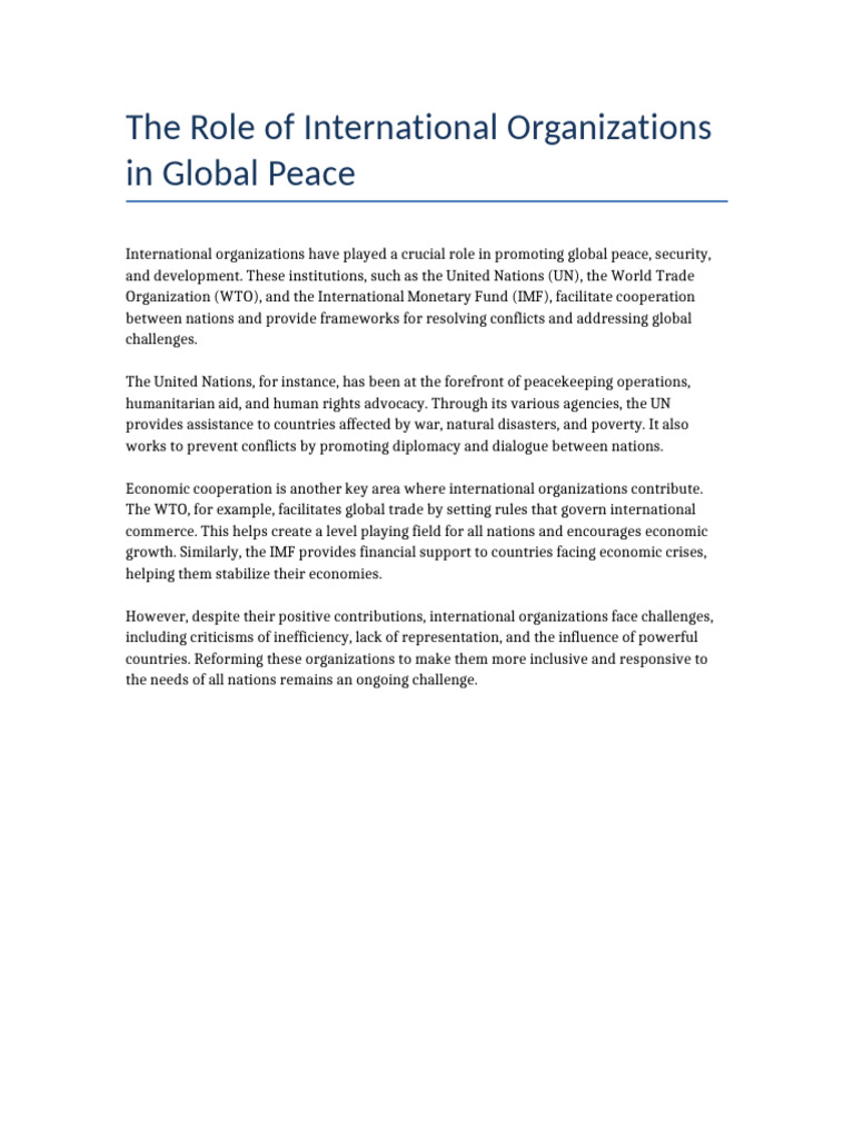International Organizations and Global Peace | PDF