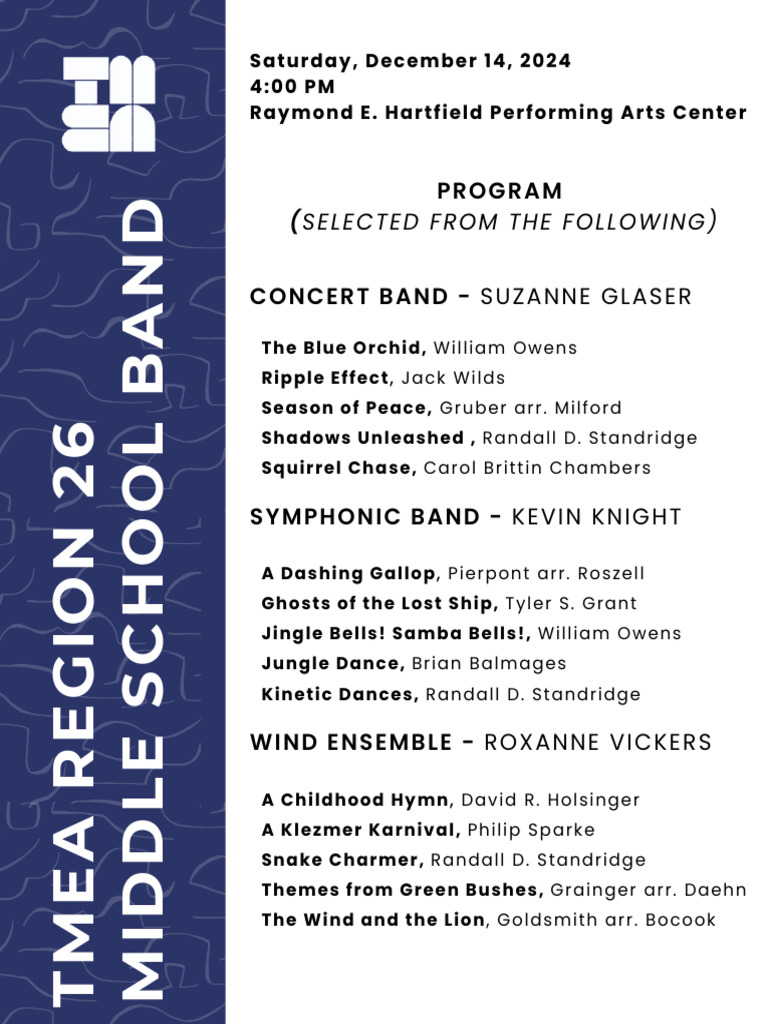 TMEA Region 26 Program 2024 | PDF | Musical Instruments | Aerophones