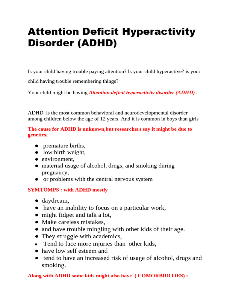 Understanding ADHD in Children | PDF