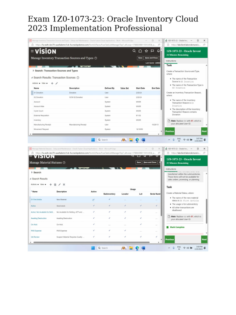 Oracle Inventory Cloud Final | PDF | Inventory | Business