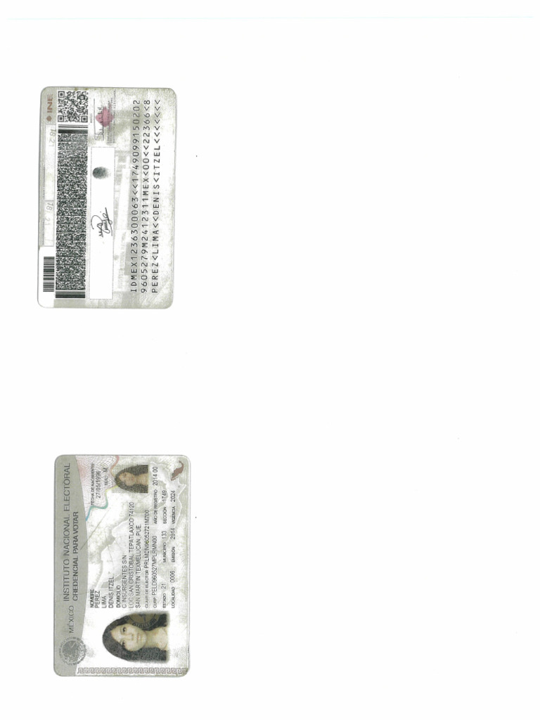 INE Ambos Lados en Un Solo Documento, Color y Tamaño Original | PDF