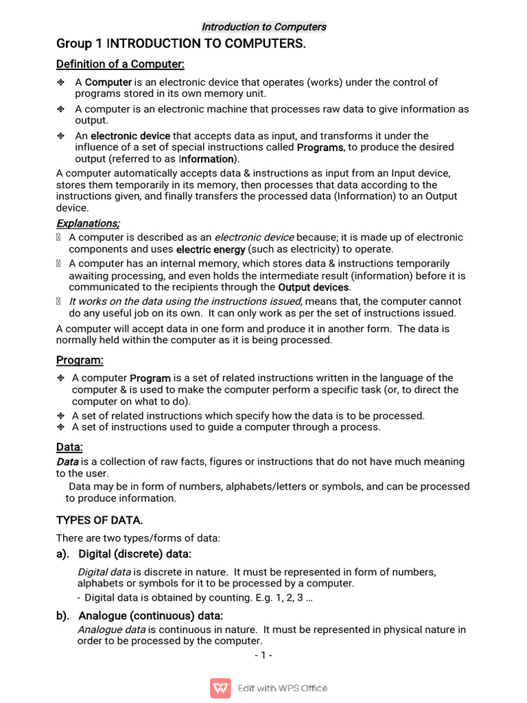 01 Introduction To Computers-1 | PDF | Personal Computers | Computer ...