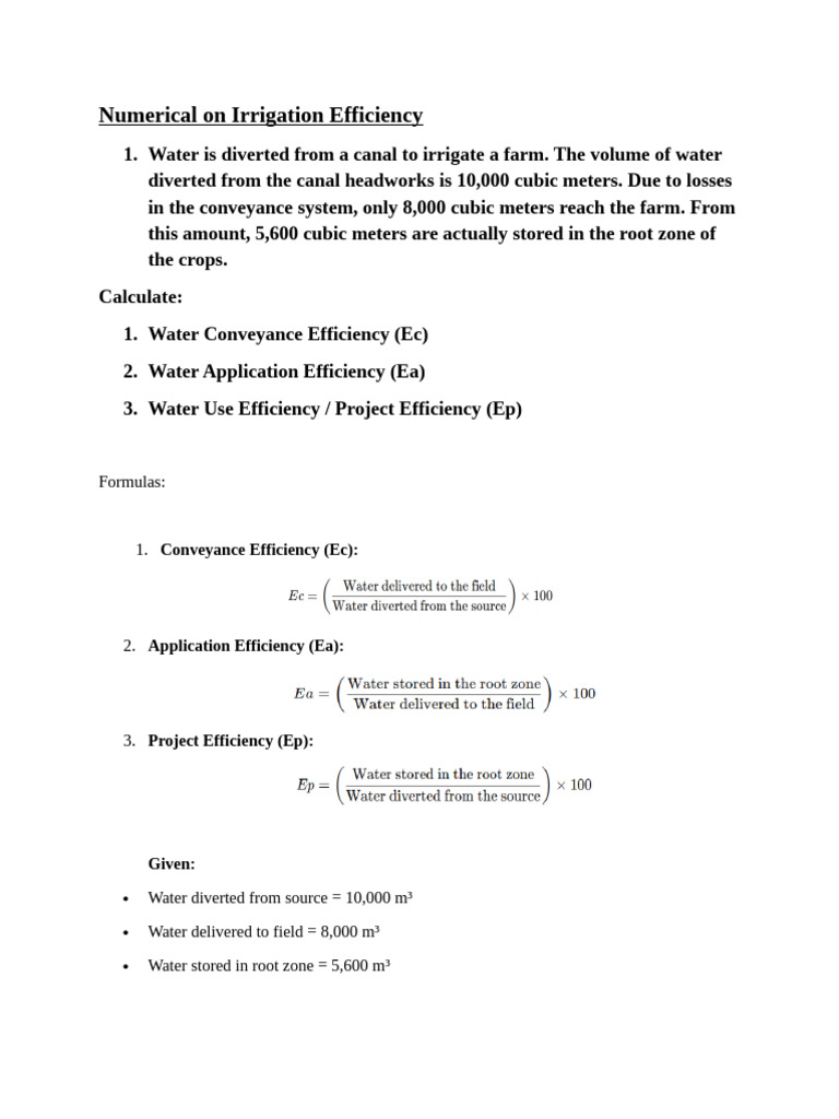 Irrigation Efficiency Calculations Guide | PDF | Irrigation | Water