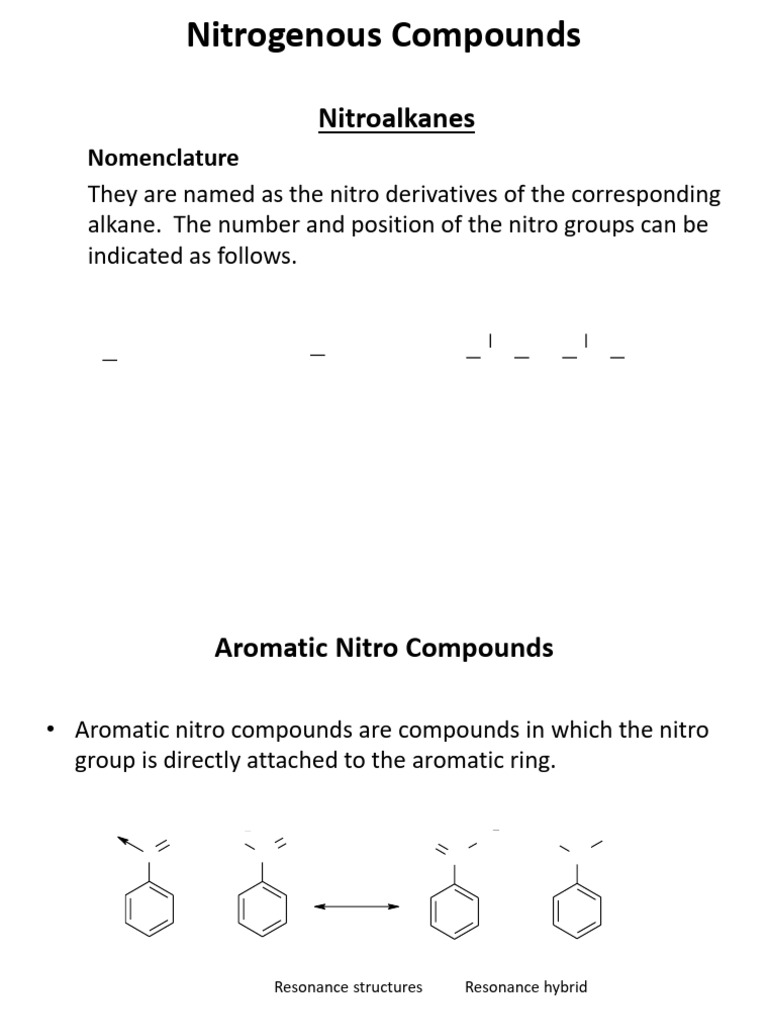 Nomenclature and Reactions of Nitro Compounds | PDF | Amine | Organic ...