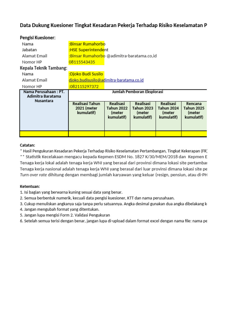 Form 1 & 2 - Data Dukung Kuesioner & Validasi | PDF