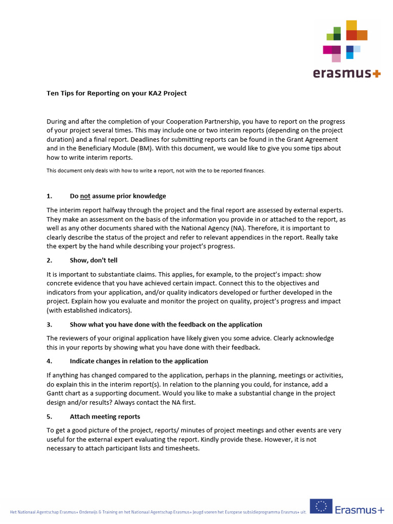 Ten Tips For Reporting On Your KA2 Project (2021-2027) - 0 | PDF