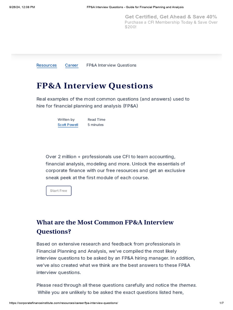 FP&a - Guide For Financial Planning and Analysis | PDF | Financial Analyst | Cash Flow Statement