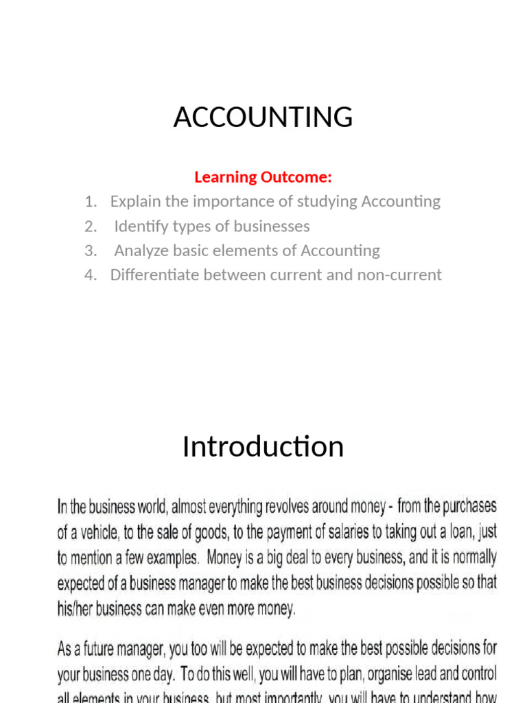 Accounting Introduction | PDF