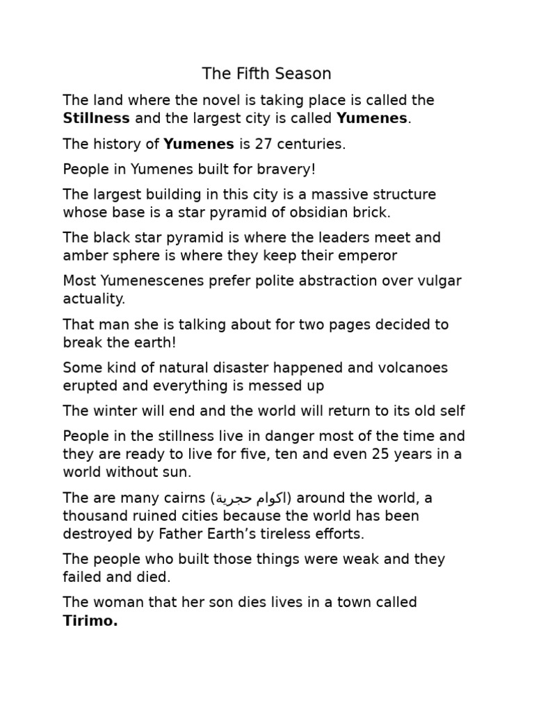 The Fifth Season Summary | PDF