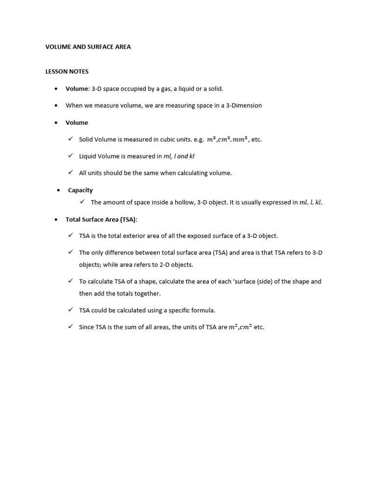 Grade 11 Volume and Surface Area | PDF | Volume | Area