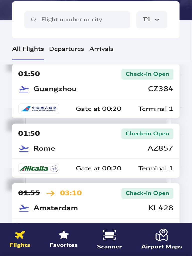 Flight Check-in Times at Terminal 1 | PDF
