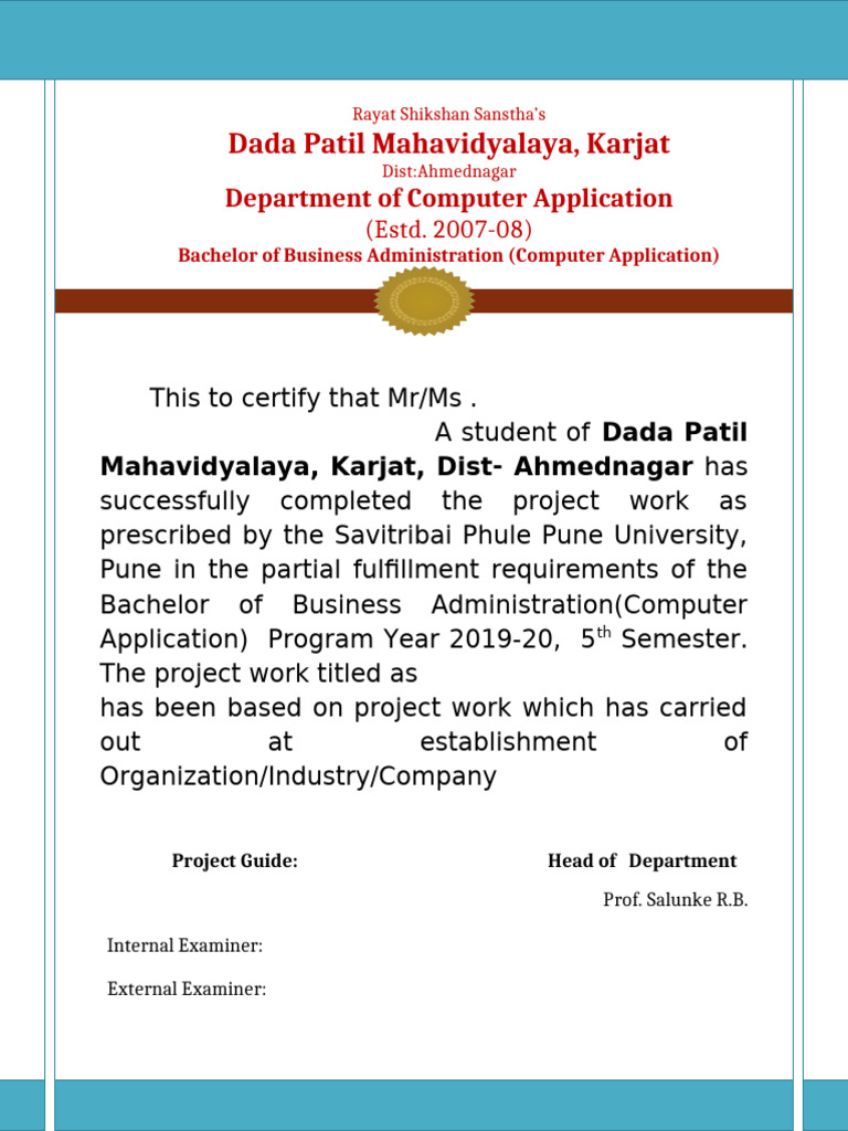 project Certificate | PDF