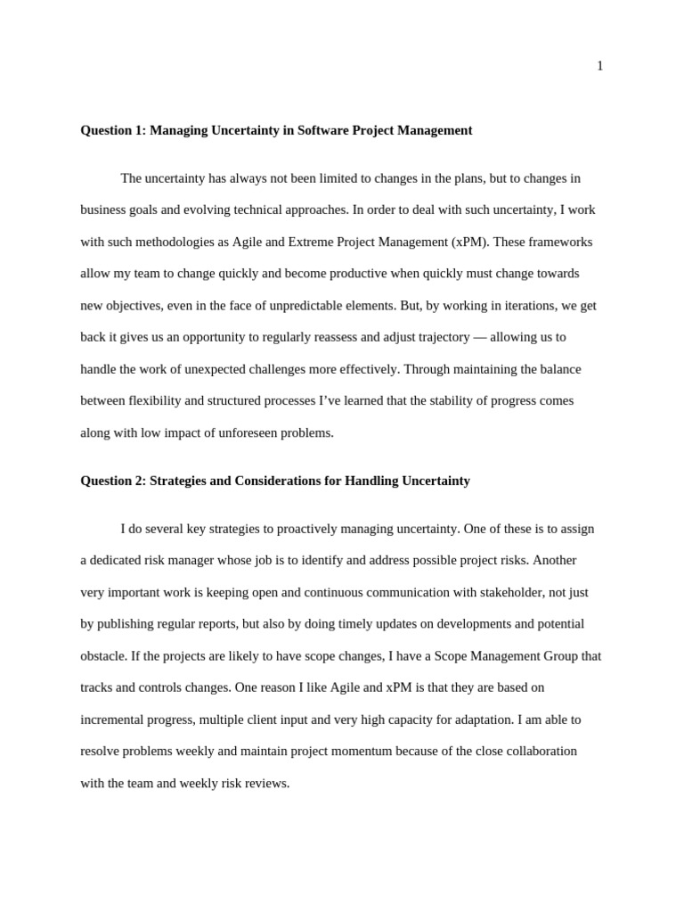 Managing Uncertainty in Software Projects | PDF | Agile Software ...