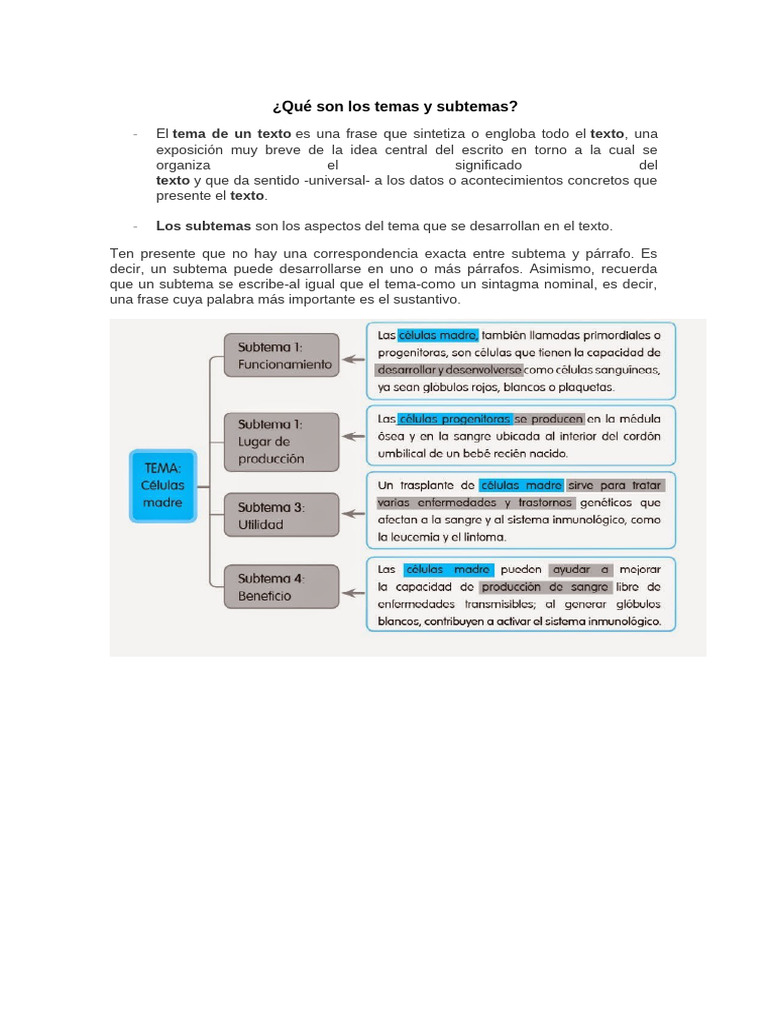 Qué Son Los Temas y Subtemas | PDF
