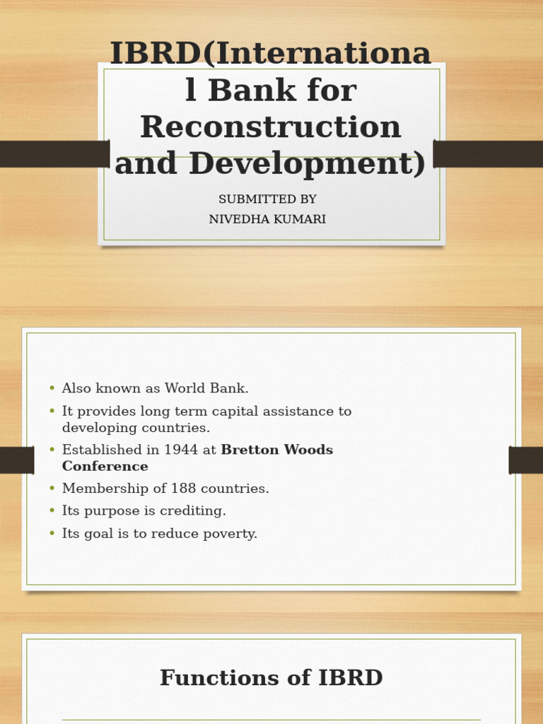 IBRD (International Bank For Reconstruction and Development | PDF