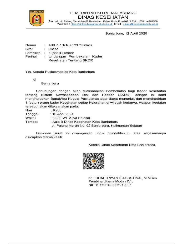 Surat Undangan Pertemuan KADER | PDF