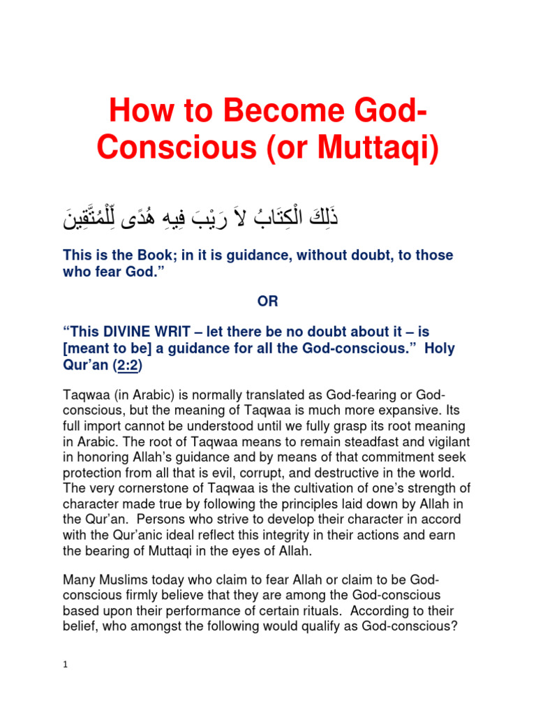 How To Become God Concious | PDF | Quran | Islam
