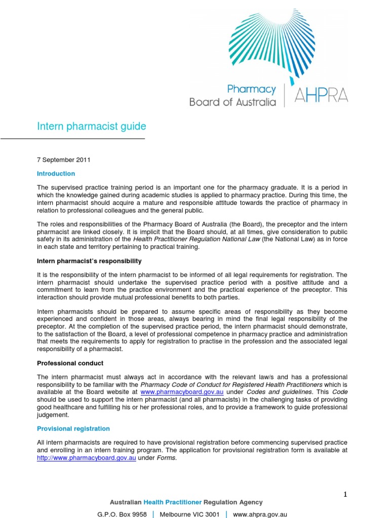 Intern Pharmacist Guide | PDF | Pharmacist | Pharmacy