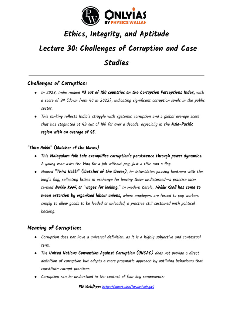 Corruption Challenges and Case Studies | PDF | Corruption | Political ...