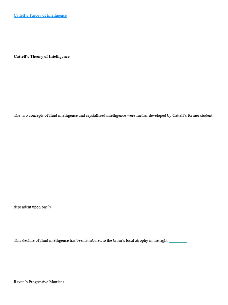 Cattell's Fluid and Crystallized Intelligence | PDF | Intelligence ...