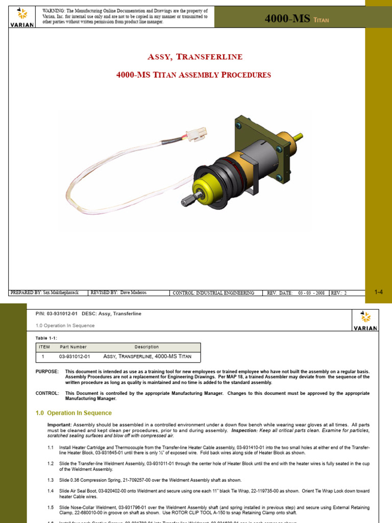4000-MS Titan Transferline Assembly Guide | PDF | Manufactured Goods
