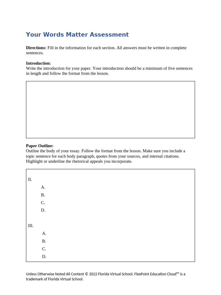 Your Words Matter Assess Rubric | PDF | Citation | Written Communication