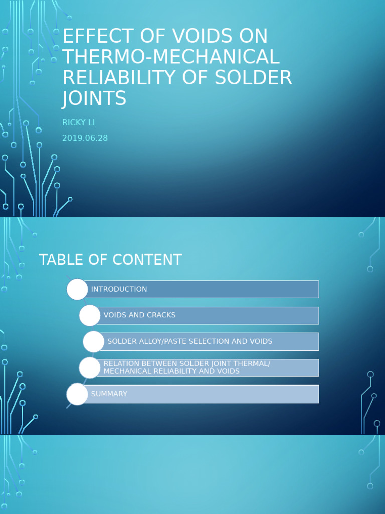 Effect of Voids On Thermo Mechanical Reliability Final | PDF | Solder | Soldering