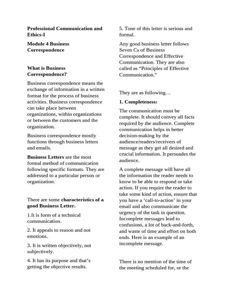 Business English Correspondence Guide | PDF | Communication | Information