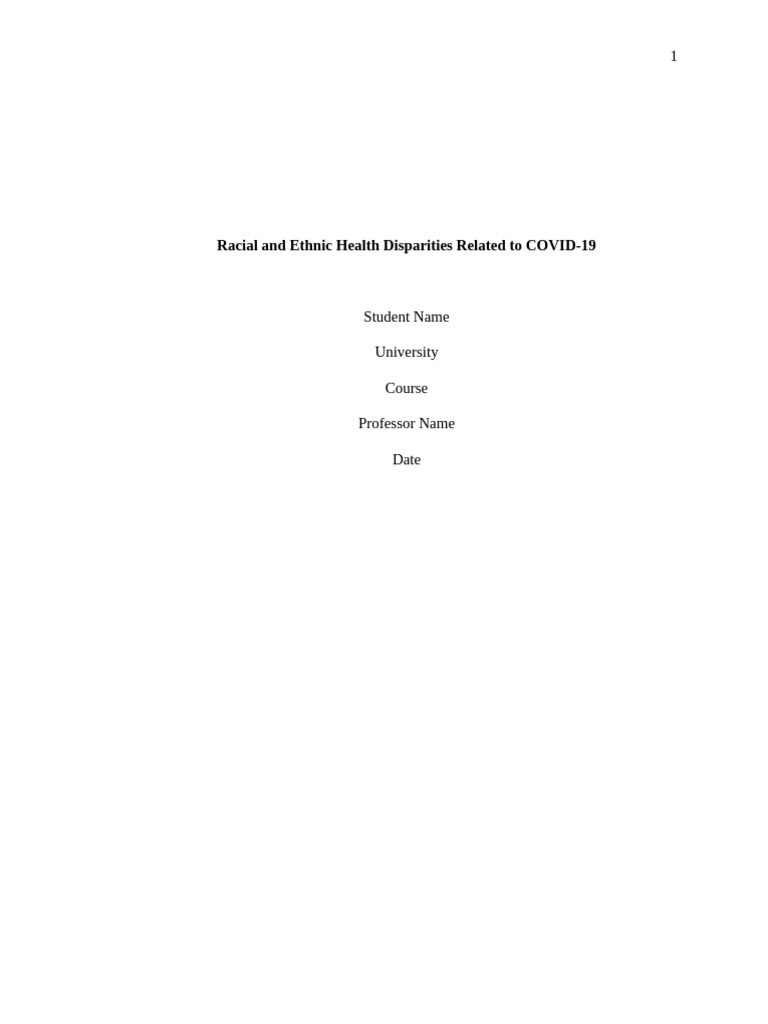 COVID-19 Racial Health Disparities | PDF | Race (Human Categorization)