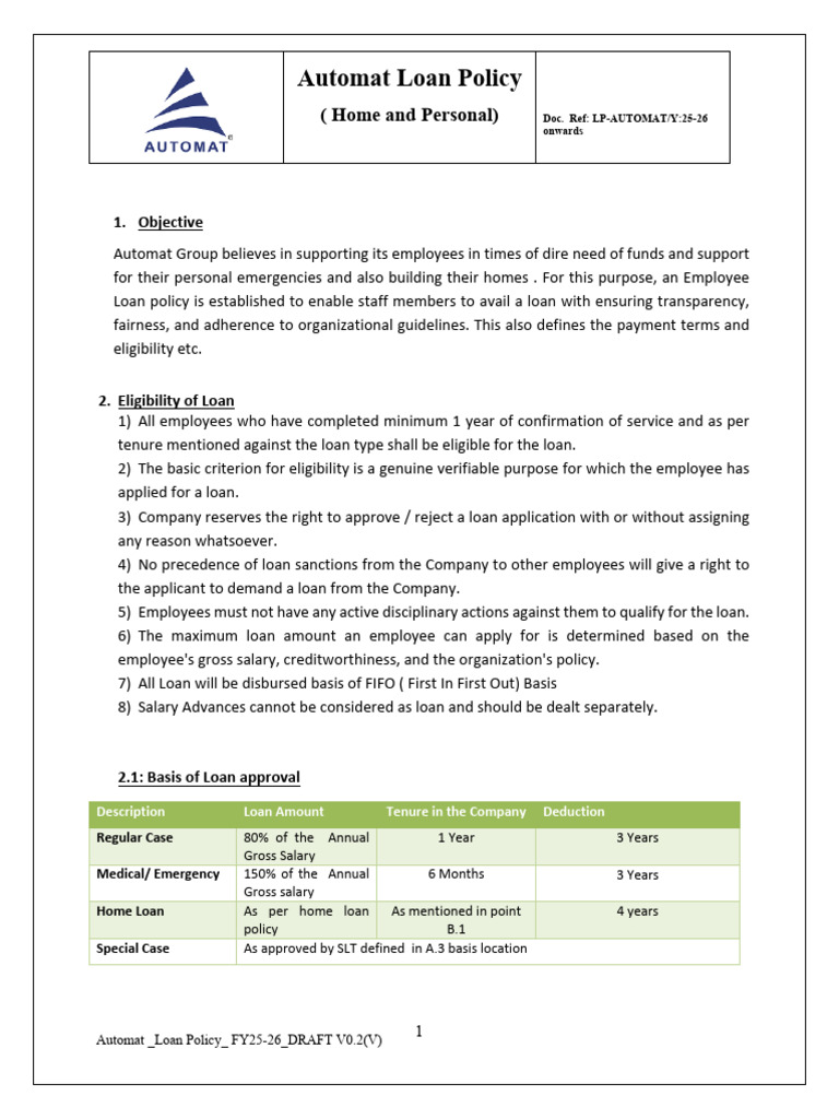Employee Loan Policy Overview | PDF | Loans | Interest