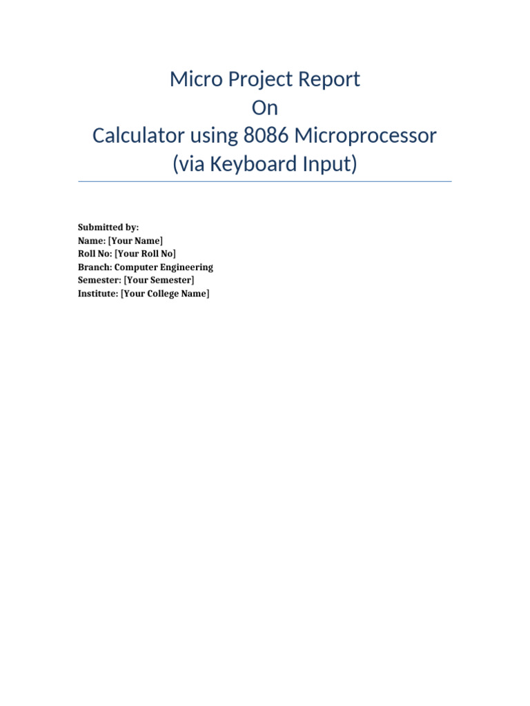 8086 Calculator Microproject | PDF | Calculator | Central Processing Unit