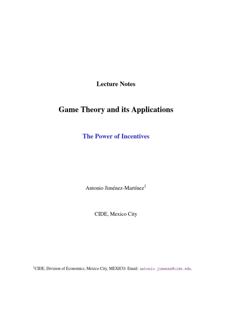 Game Theory Notes | PDF | Game Theory | Rationality