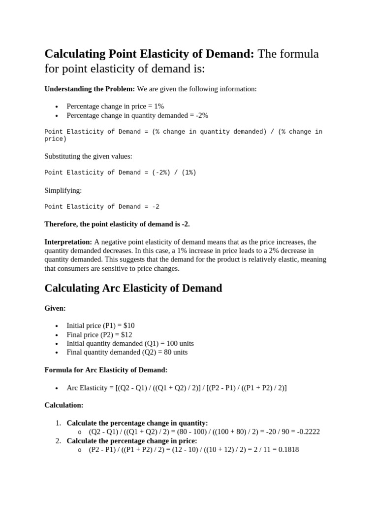 Calculating Point Elasticity of Demand | PDF | Elasticity (Economics) | Demand