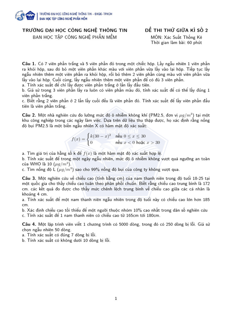 BHTCNPM_Dethithuso2_XSTK_GK_2024_2025 | PDF