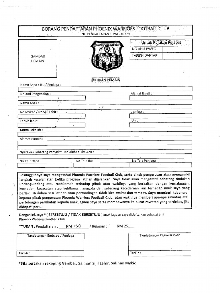 Borang Pheonix Warriors | PDF