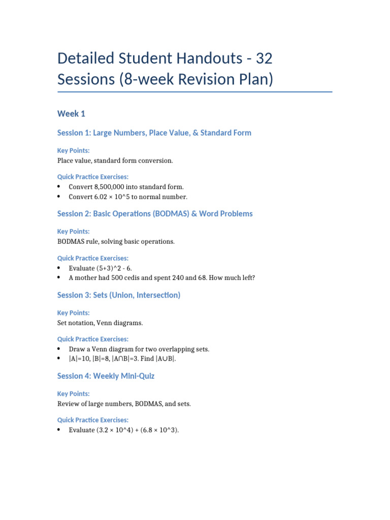 Detailed_Student_Handouts_32_Sessions | PDF