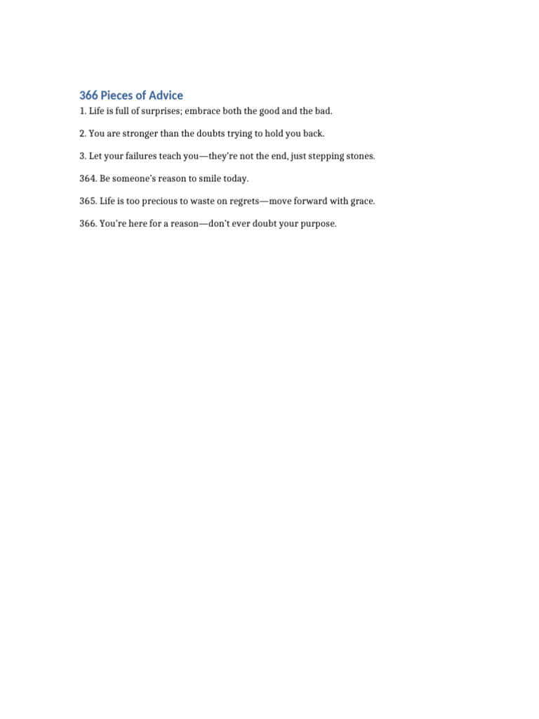 366 Pieces of Advice | PDF